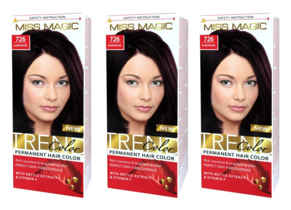 Miss Magic Краска для волос Trend Color, тон 726 Баклажан, 90 мл, 3 уп - купить с доставкой по ...