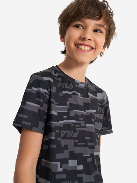 Футболка Мальчики Fila черный, белый, размер 134, 140 Полиэстер, Эластан Спортивный Бангладеш ...