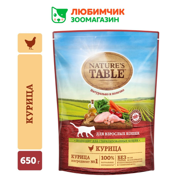Nature's Table корм для взрослых кошек всех пород, курица 650 гр купить на OZON по низкой цене ...