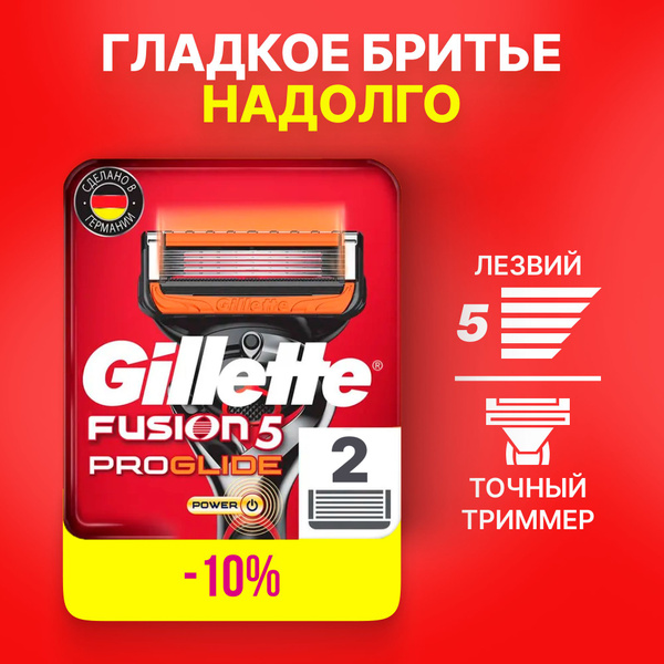 Сменные кассеты Gillette Fusion Proglide Power с 5 лезвиями для точного ...