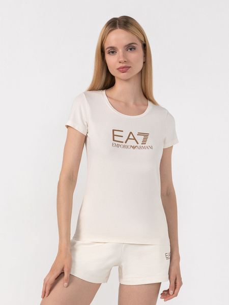 Футболка EA7, размер 46, 48, цвет светло-бежевый, хлопок 95% эластан 5% - купить по выгодной ...