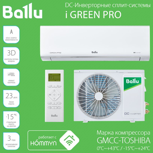 Инверторный настенный кондиционер Ballu BSAGI-12HN8 - купить по ...