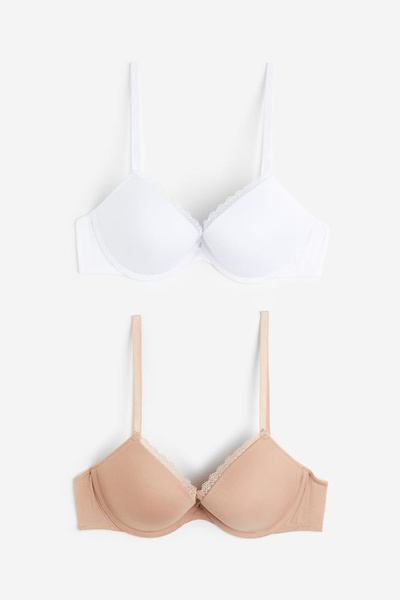 Бюстгальтер Женский H&M, размер 75C бежевый, белый Эластан, Полиамид Вечерний/праздничный ...