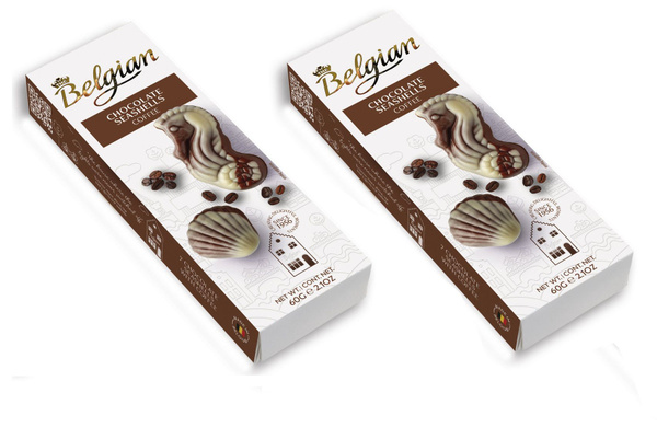 Шоколад The Belgian, "Seashells" Blue Bow со вкусом Кофе, 2 шт по 65 г ...
