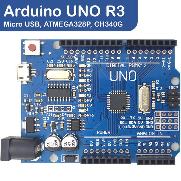 Плата микроконтроллера Arduino UNO R3 (Micro USB, ATMEGA328P, CH340G) - 1 шт. купить на OZON по ...