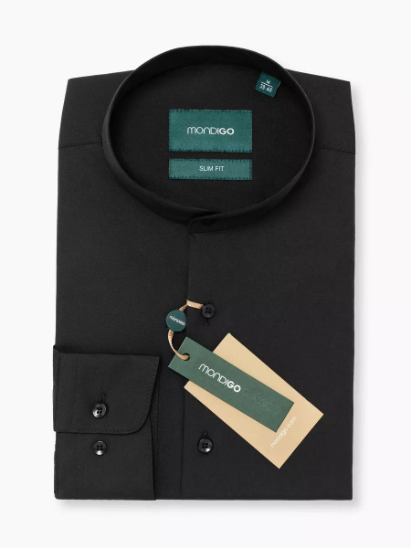 Рубашка Мужской Mondigo черный Длинный Хлопок, Полиэстер Воротник Однотонный, размер 48, 50 ...