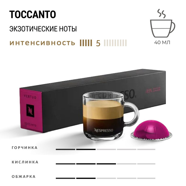 Кофе Nespresso Vertuo Toccanto 10 шт, для капсульной кофемашины Vertuo ...