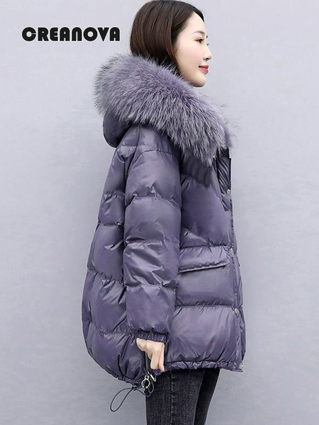 Плащ Женский CREANOVA пурпурный Длинный V-образный, размер 46 Breathable Китай облегающий Зима ...