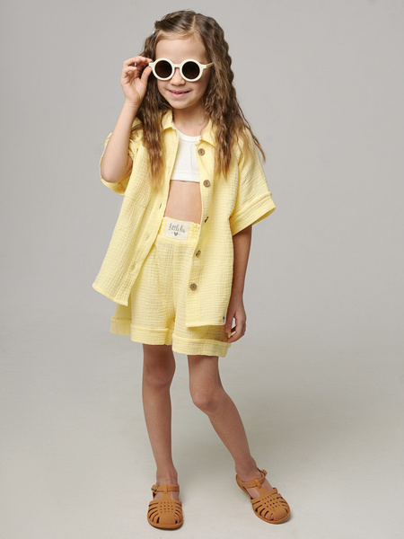 Комплект одежды Девочки Little Lis Пляжный с шортами желтый, размер 152 ...