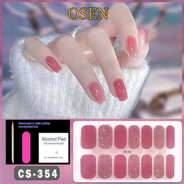 OSEN-Наклейки-пленки для лака для ногтей с милым и свежим дизайном, без подсветки, а в наборе ...