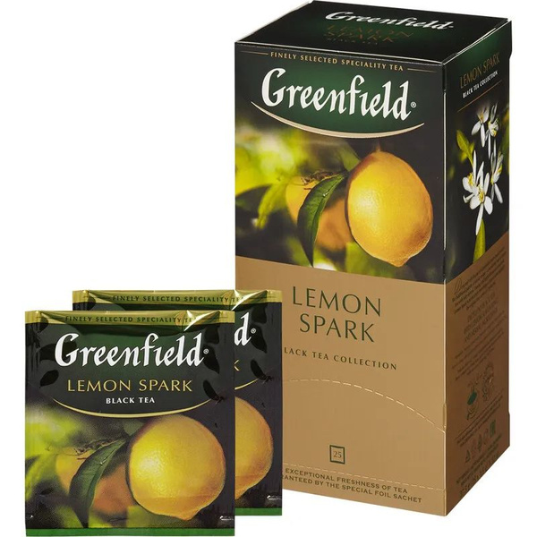 Чай в пакетиках чёрный Greenfield Lemon Spark (Лемон Спарк), 25 пак ...