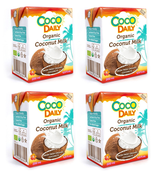 Кокосовое молоко органическое, COCO DAILY, Филиппины, 200 мл х 4шт ...