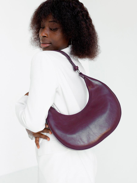 Сумка женская на плечо полукруглая багет бордовая, Solo 554-381 купить ...