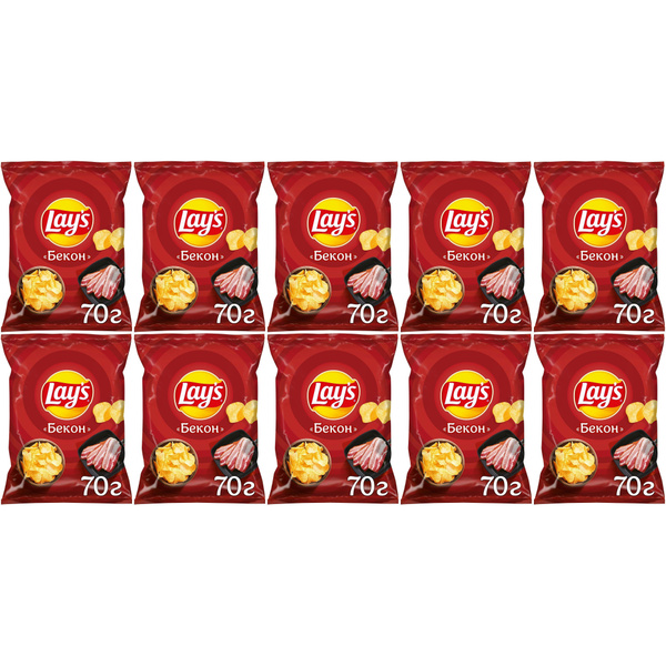 Чипсы картофельные Lay's бекон 70 г, набор: 10 штук купить на OZON по низкой цене (1682698969)