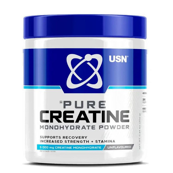 USN Pure Creatine Powder, Моногидрат креатина 200 гр - Помогает набрать ...