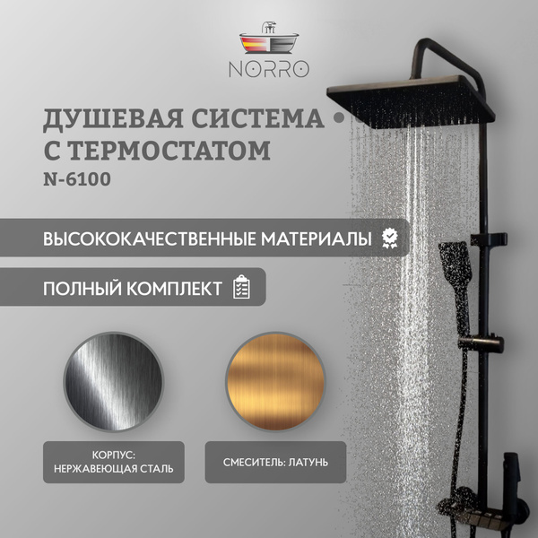 NORRO Душевой комплект черный матовый, черный - купить с доставкой по ...