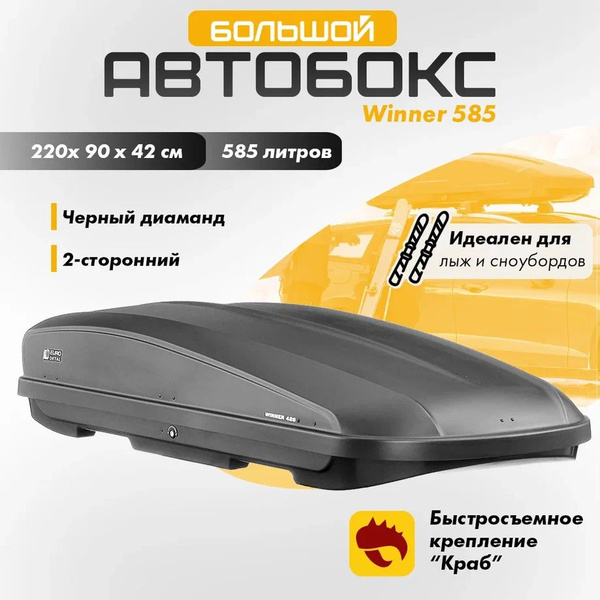 Автобокс на крышу автомобиля Winner 585 литров черный матовый / Бокс на ...