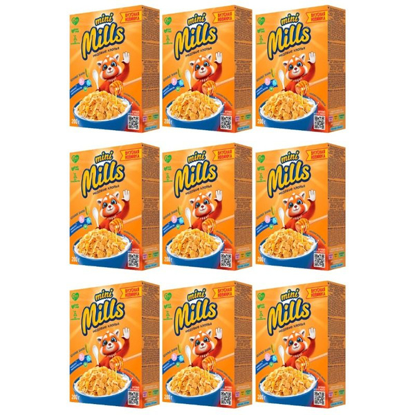 Mini Mills Хлопья кукурузные медовые, 200г, 9шт - купить с доставкой по ...