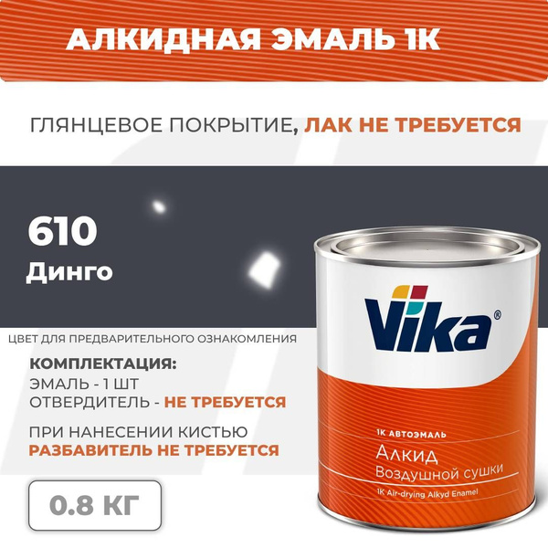 Алкидная эмаль, 610 динго, Vika (Vika-60) глянцевая 1К, 0.8 кг купить ...