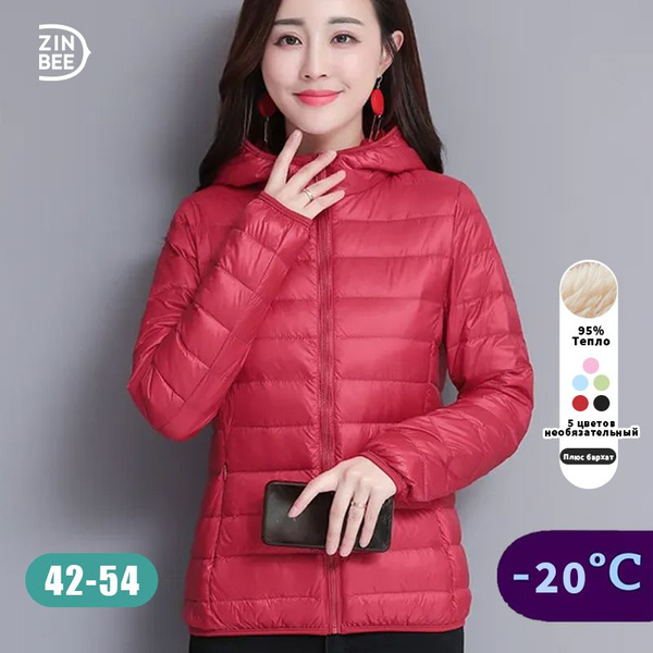 Куртка Женский ZinBee красный капюшон Полиэстер, размер 50 Зима Полиэфирное волокно Китай купить ...