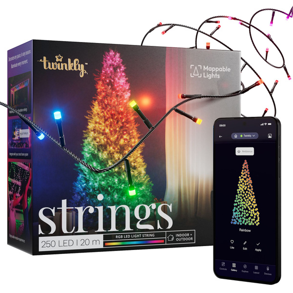 Гирлянда LED Twinkly Strings - 250 шт. (20 м) RGB + BT + Wi-Fi (TWS250STP-BEU) Generation II ...