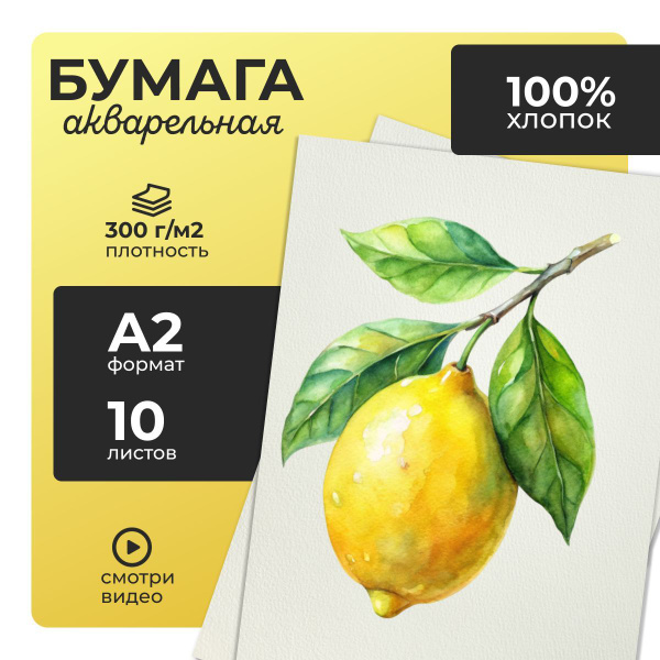 Бумага для акварели хлопок А2 100% 10 л, 300 г/м2 купить на OZON по ...