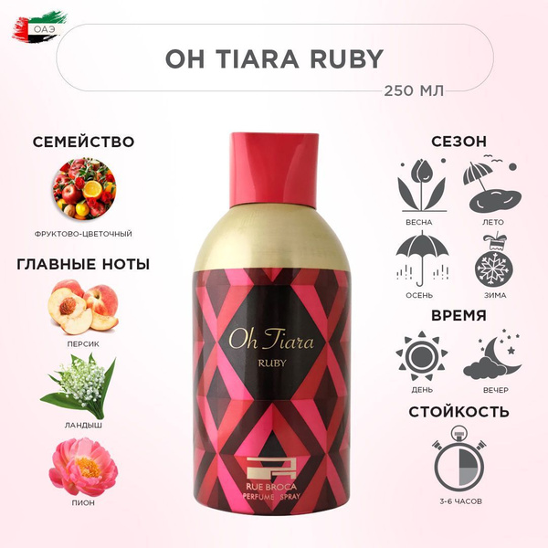 RUE BROCA OH TIARA RUBY парфюмированный спрей, дезодорант женский, 250 мл купить на OZON по ...