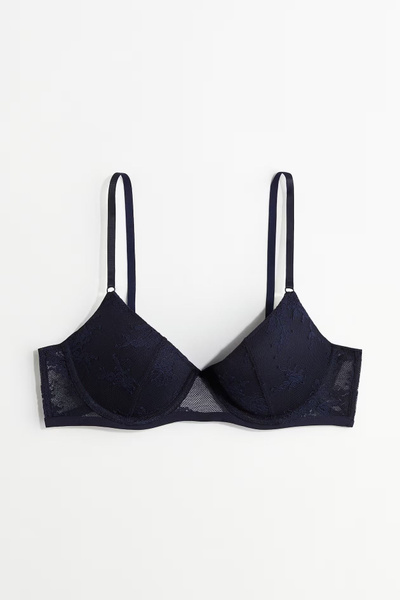 Бюстгальтер Женский H&M пуш-ап, размер 85C пурпурно-синий Кружево Бангладеш Крючки Кружево ...