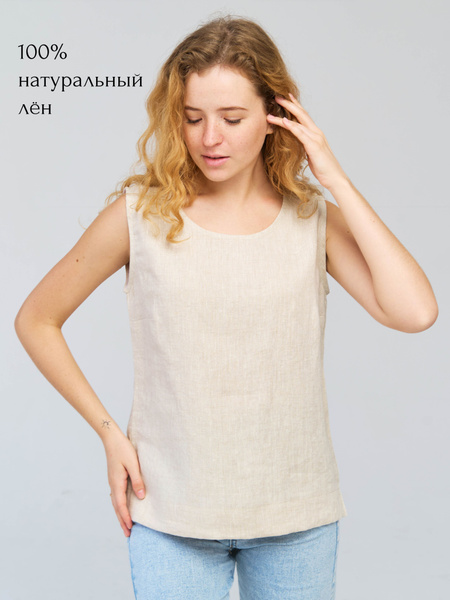 Топ Женский Trango натуральный серый, размер 48 Лён Повседневный Россия свободный купить c ...