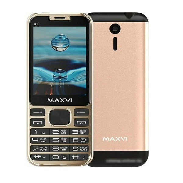 Maxvi Мобильный телефон x10, золотой, черный купить на OZON по низкой цене (1807580472)