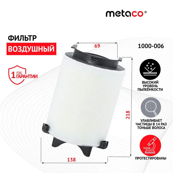 Фильтр воздушный Metaco 1000-006 купить на OZON по низкой цене (212843670)