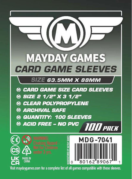 Стандартные прозрачные протекторы MayDay 63.5x88(Cart Game) 100 шт ...