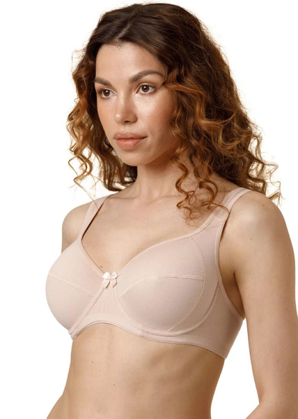 Бюстгальтер Женский LENGY с мягкой чашкой, размер 80D пудровый Хлопок, Эластан Повседневный ...