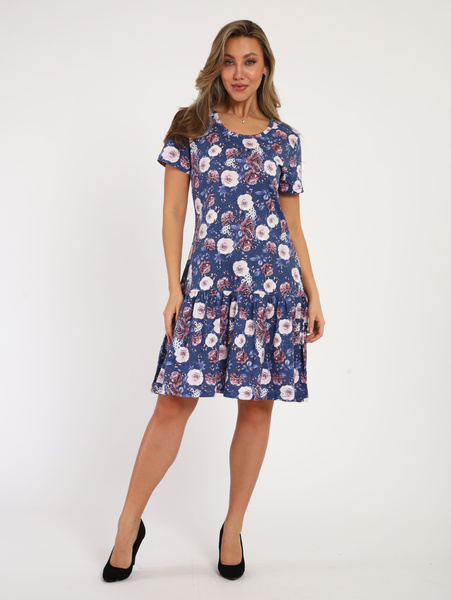 Платье Женский GENJO серо-голубой светлый Повседневный Короткий Хлопок, размер 48 ...