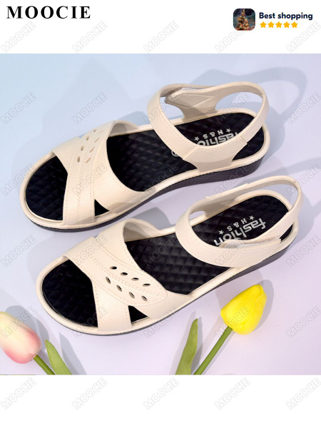 Босоножки Женский MOOCIE белый Без каблука ABS пластик, Искусственная кожа, размер 36 Толстая ...