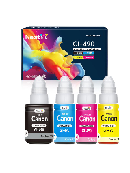 Расходник для печати NestInk GI490, Набор CMYK, для струйного принтера ...