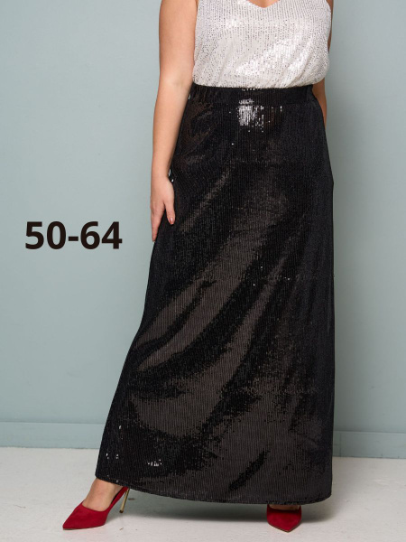Юбка Женский SPARADA черный, размер 54, 56 Резинка Макси Пайетки На любой сезон А-силуэт купить ...