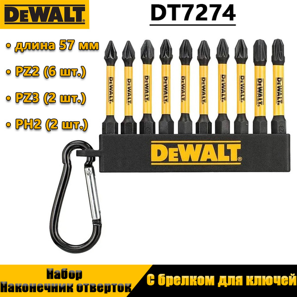 DEWALT DT7274 57мм Pozi Philips PZ2 PZ3 PH2 Набор ударопрочных ...