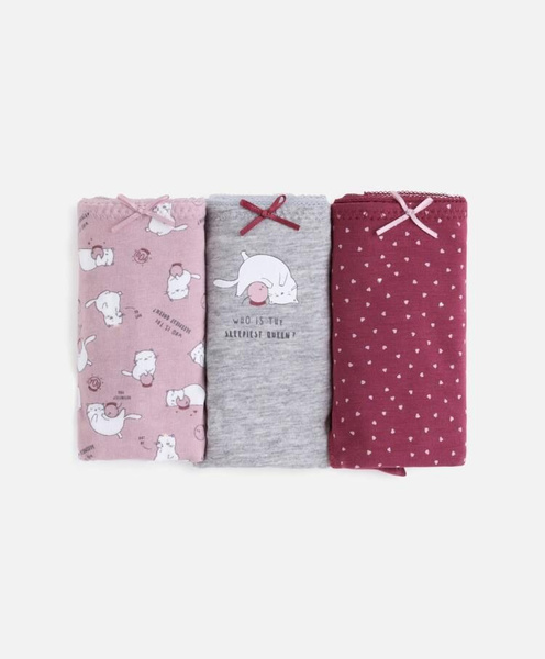 Комплект трусов Женский Oysho брифы Хлопок, Эластан айвори, размер 46, 48 Средняя Испания купить ...