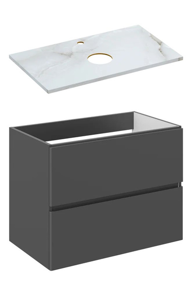 Тумба под раковину со столешницей STWORKI Колдинг 80 антрацит, сатиновая светло-серая купить на ...
