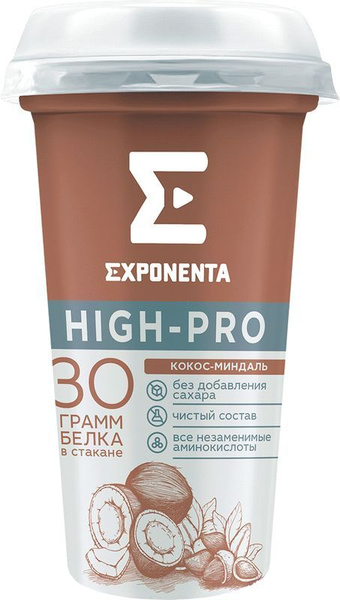 Напиток кисломолочный Exponenta High-Pro кокос-миндаль обезжиренный ...