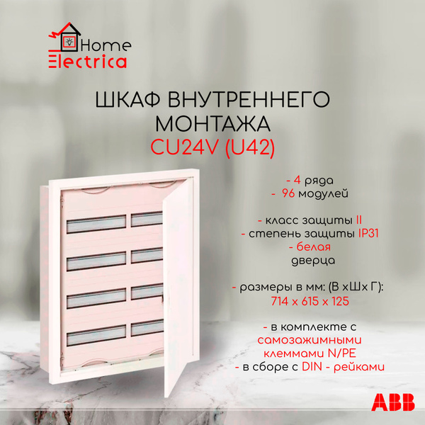 Щит (шкаф) внутреннего монтажа CU24V серия ComfortLine (замена U42) ABB 96 модулей ...