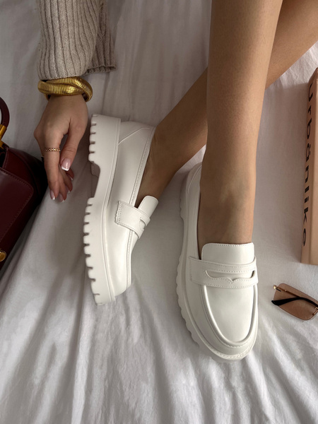 Лоферы Женский JOYCITY белый, размер 37 Без каблука На любой сезон F Без застёжки Россия Пряжки ...