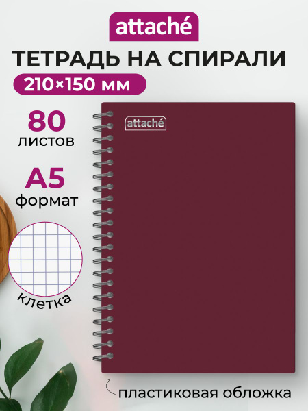 Тетрадь Attache, A5, 80 листов, в клетку, на спирали купить на OZON по низкой цене (1782073026)