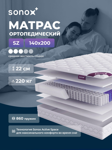 Матрас SONOX пружинный, С зональным пружинным блоком, 140x200 см купить c доставкой на OZON по ...