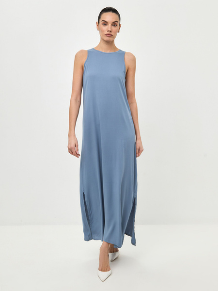 Сарафан Женский Instreet серо-голубой Вечерний/праздничный Без рукавов Хлопок, Вискоза Разрезы ...