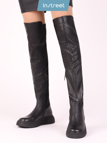 Ботфорты Женский Instreet, размер 37 черный Демисезон 5 Без каблука Россия Молния купить c ...