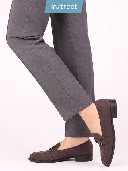 Мокасины Женский Instreet темно-серый, размер 39 Россия Без застёжки 5 ...