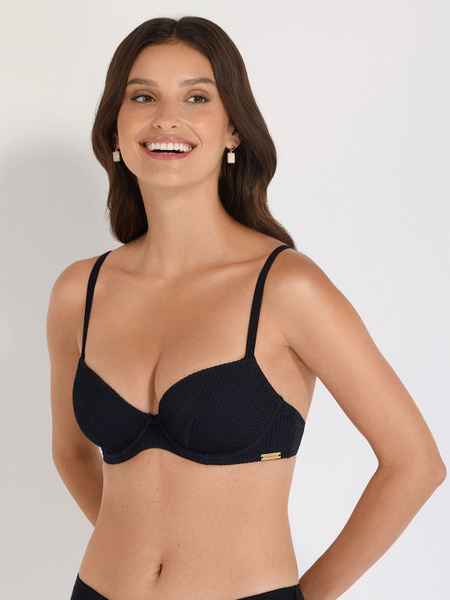 Лиф купальный Женский Palmetta формованная чашка, пуш-ап черный, размер 75B Россия Однотонный ...
