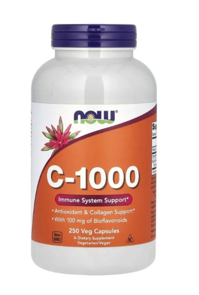 NOW Vitamin C 1000 мг, Нау Витамин C-1000, 250 капсул, антиоксидант ...